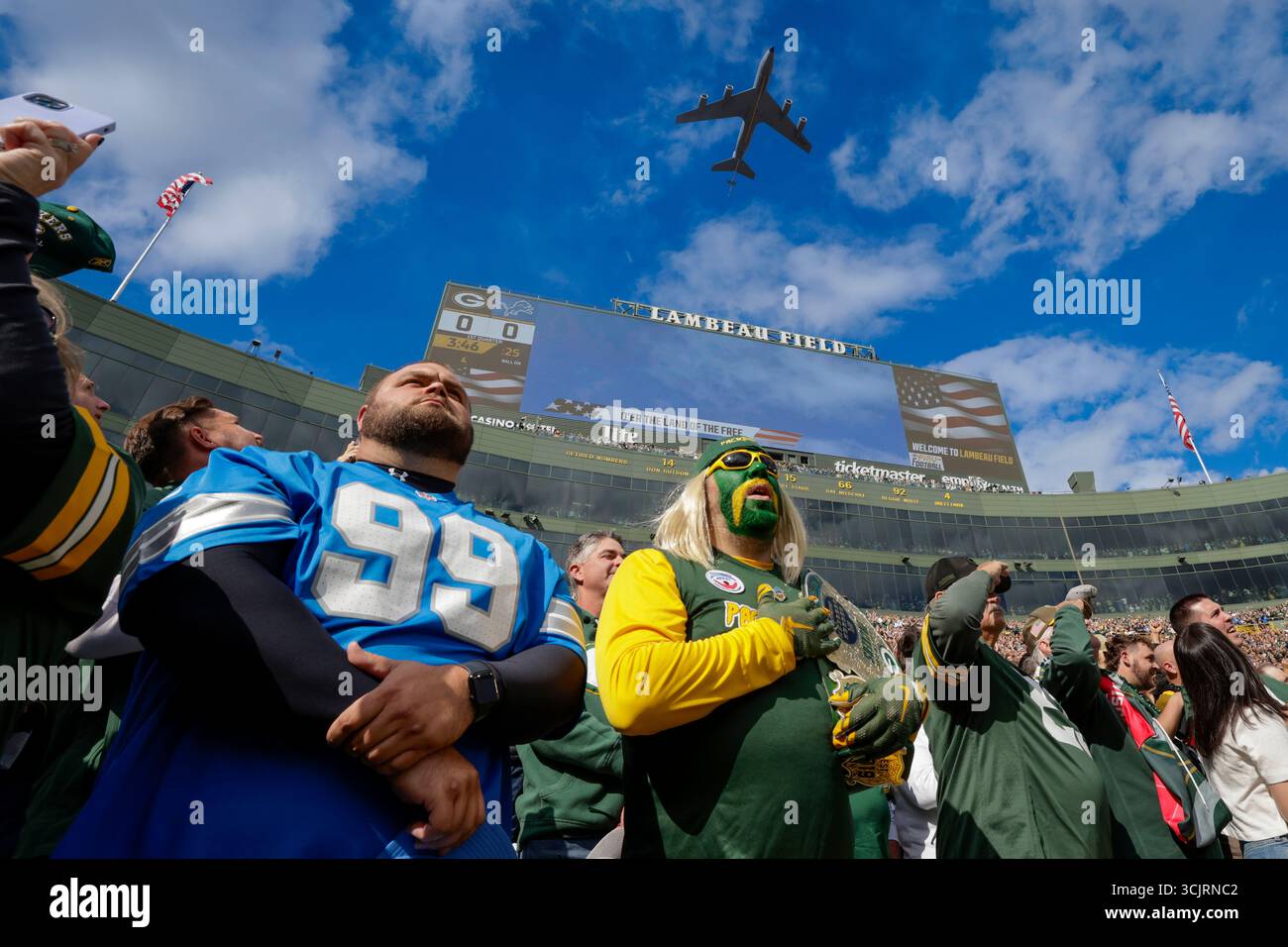 Military flyover before an NFL football game Sunday, Sept. 7, 2025, in ...