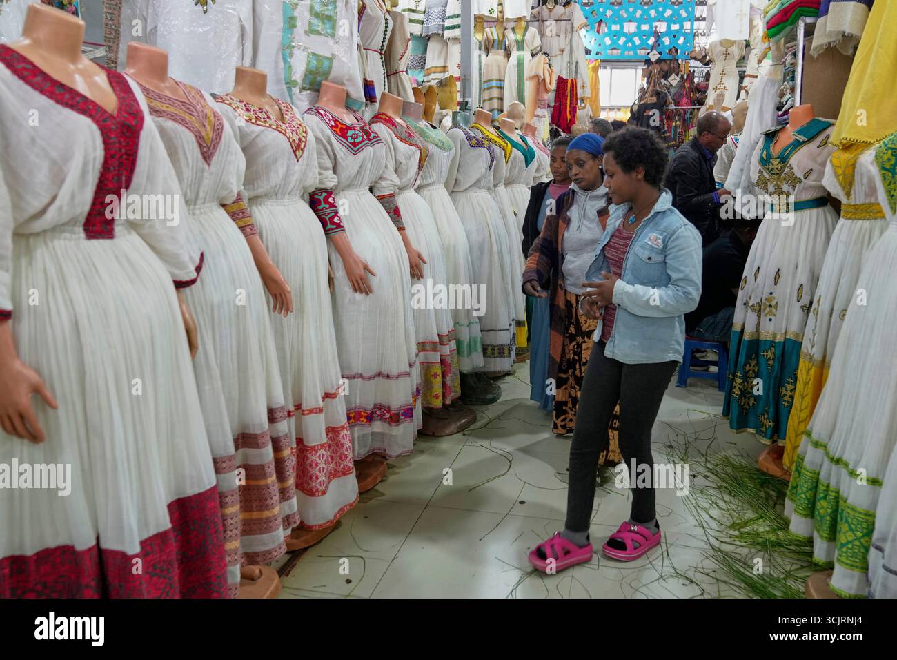 People shop for traditional dress in preparation for Enkutatash, the ...