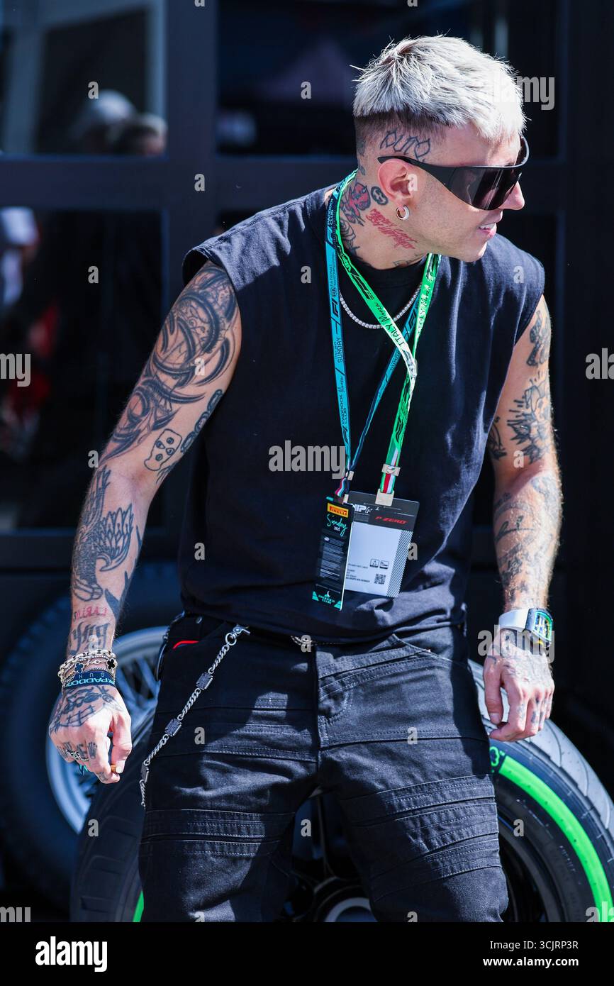 Jacopo Lazzarini (Lazza) rapper seen during F1 Grand Prix of Italy 2025 ...