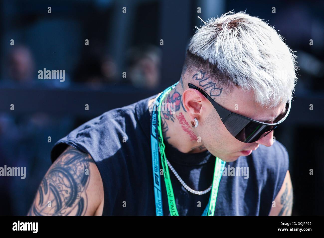 Jacopo Lazzarini (Lazza) rapper seen during F1 Grand Prix of Italy 2025 ...