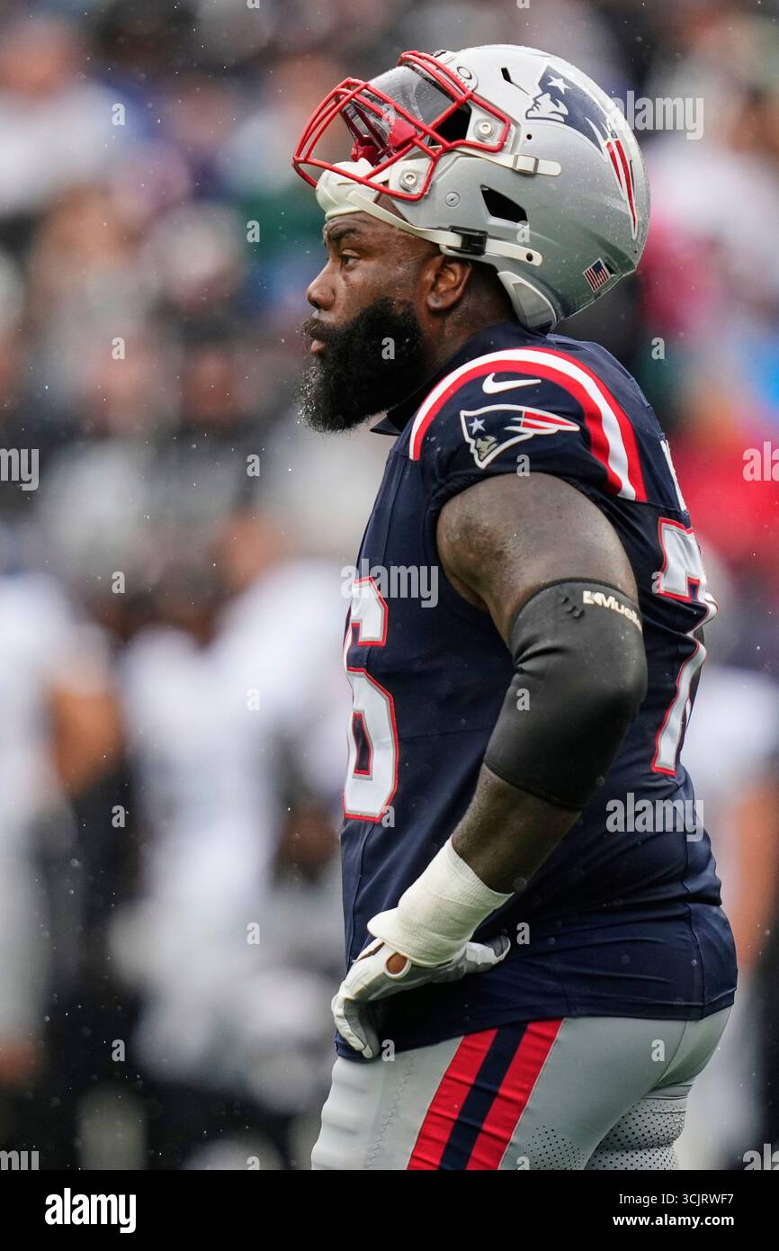 New England Patriots offensive tackle Morgan Moses (76) during an NFL ...