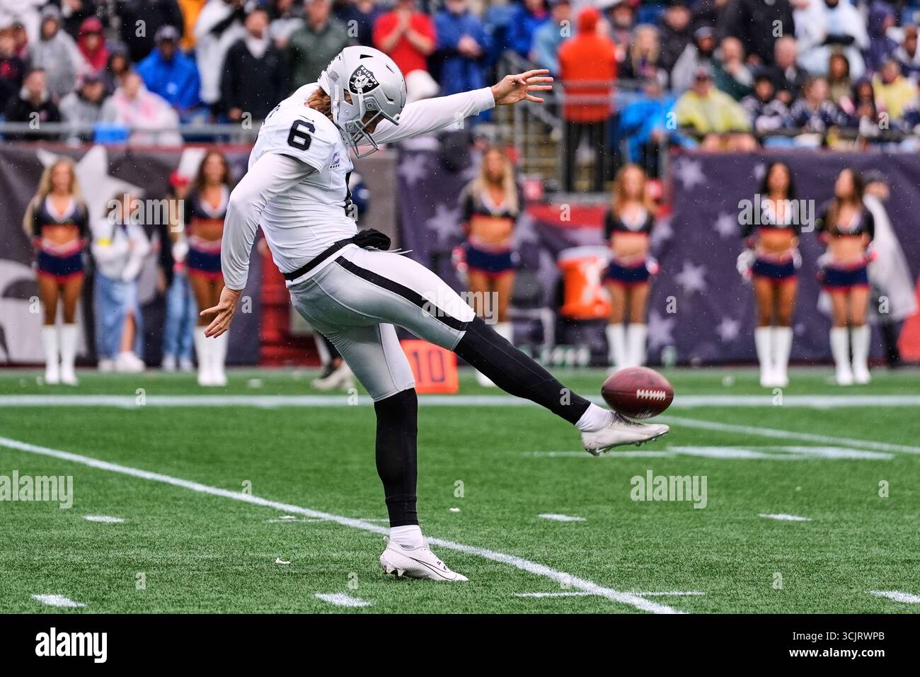 Las Vegas Raiders punter AJ Cole (6) during an NFL football game, Sunday, Sept. 7, 2025, in ...