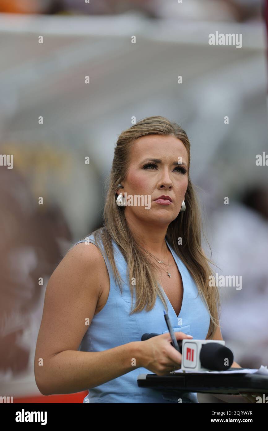 Aug 30, 2025: ESPN sideline reporter Taylor Davis covers the during a ...