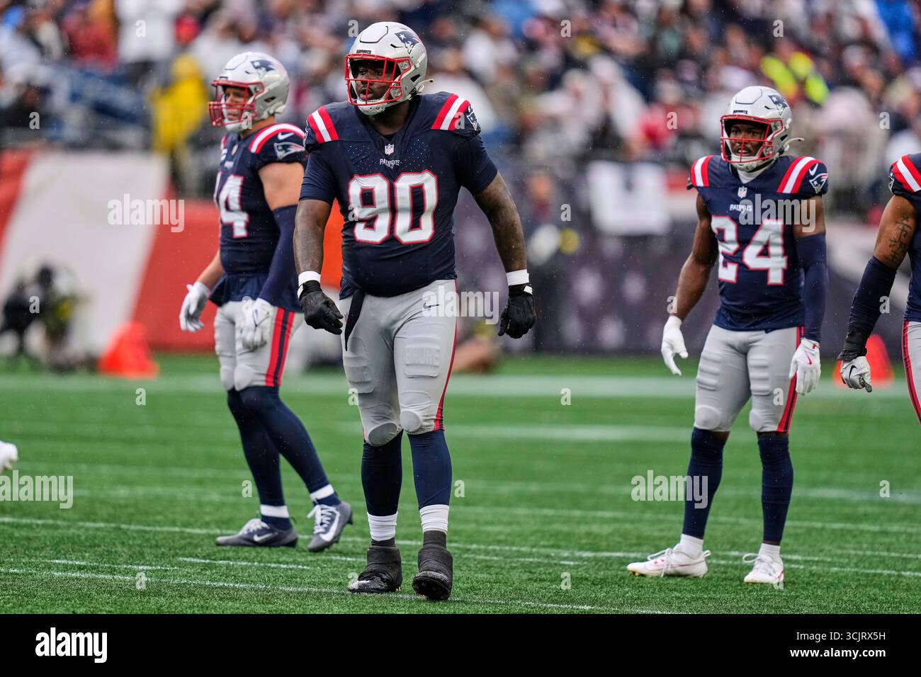 New England Patriots defensive tackle Christian Barmore (90) during an ...