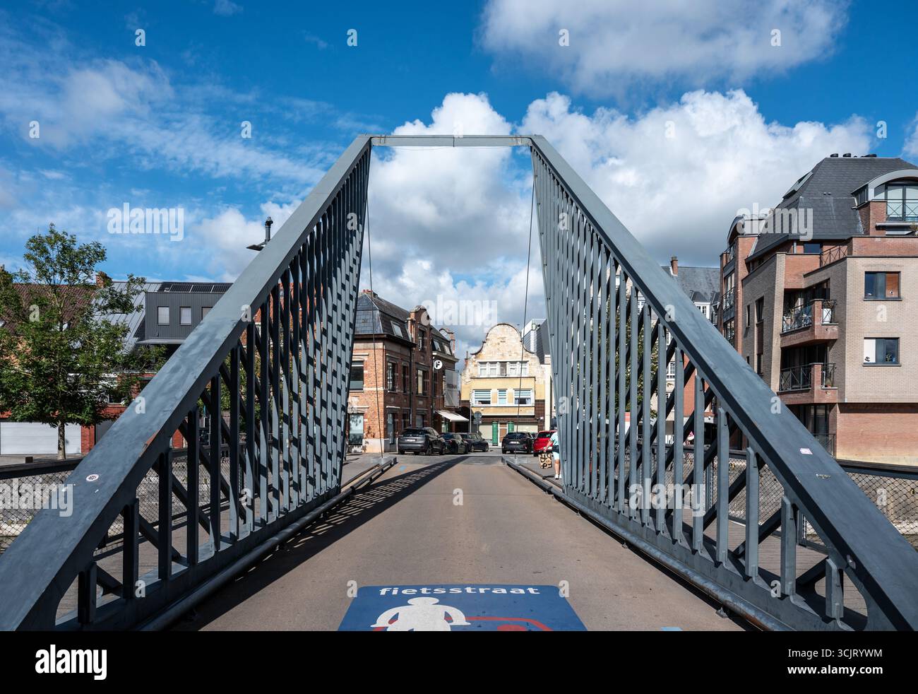 Bridge over the Oude Dender in the historical city center in ...