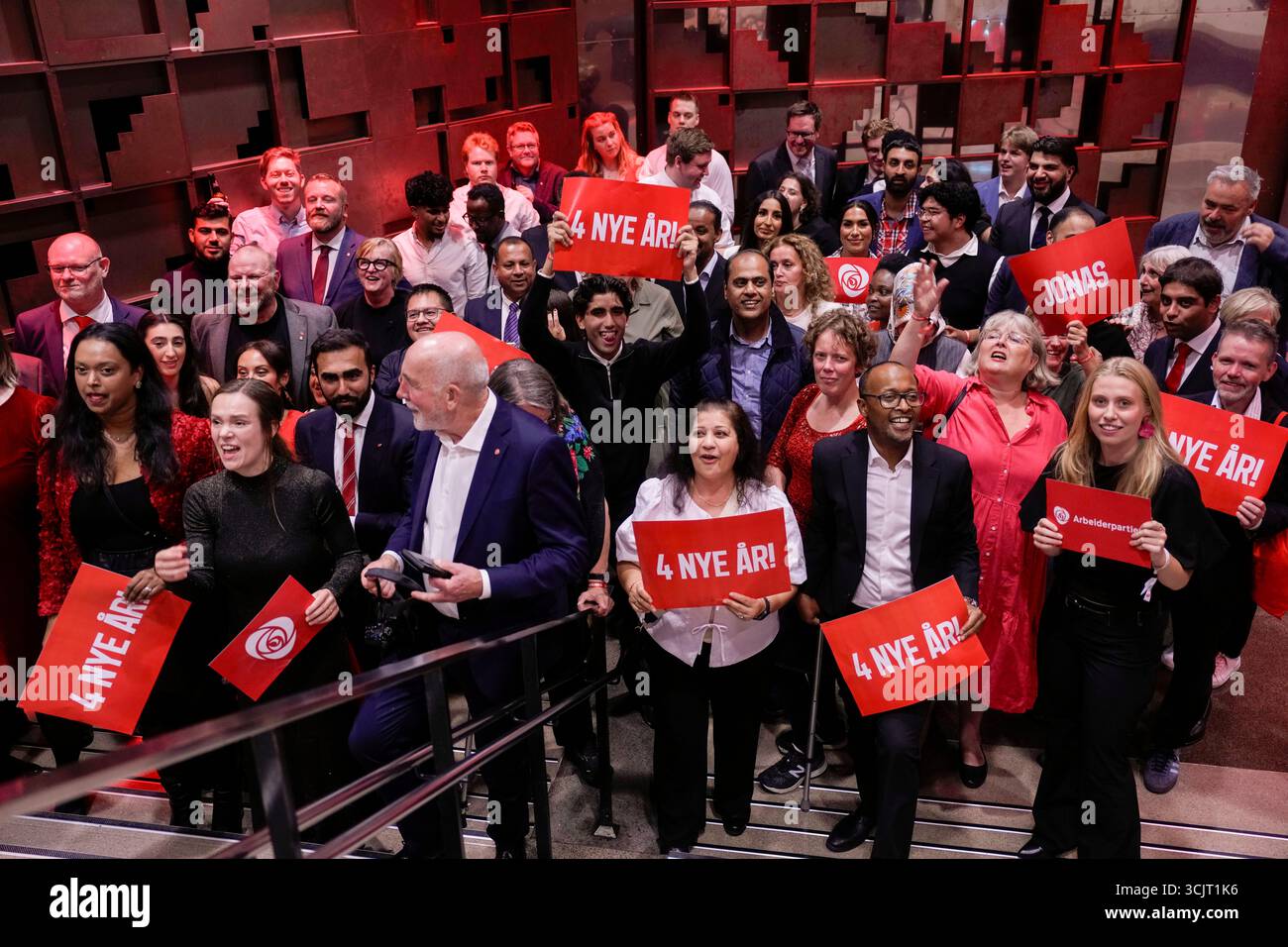 Oslo 20250908. The Labour Party's election vigil at the People's House ...