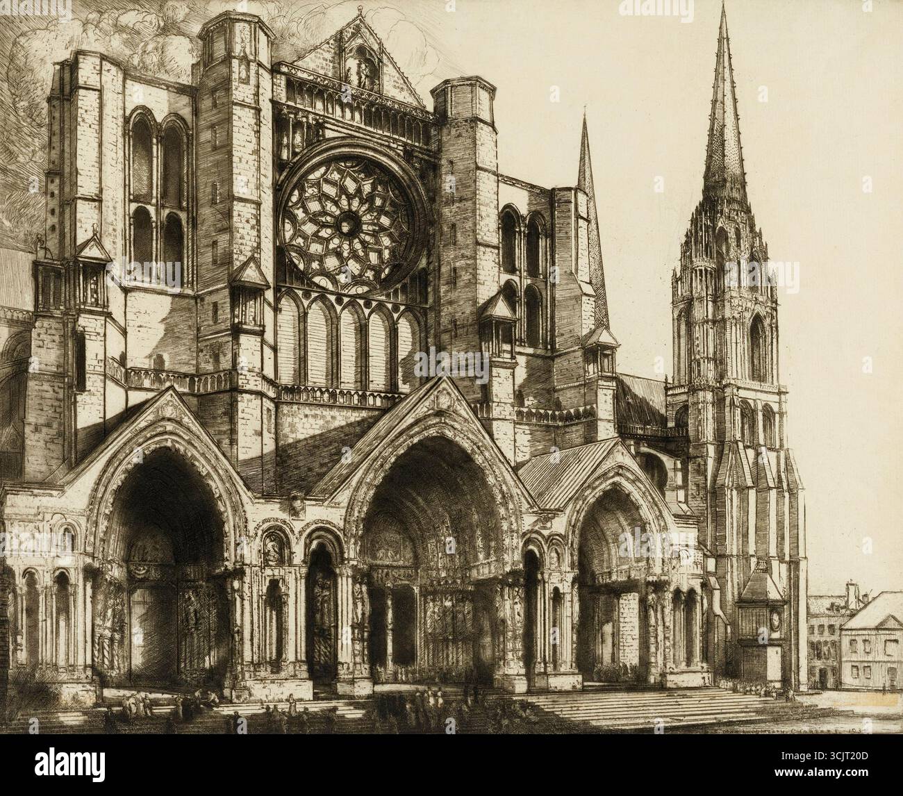 Etching by Donald Shaw MacLaughlan depicting the north portal of ...