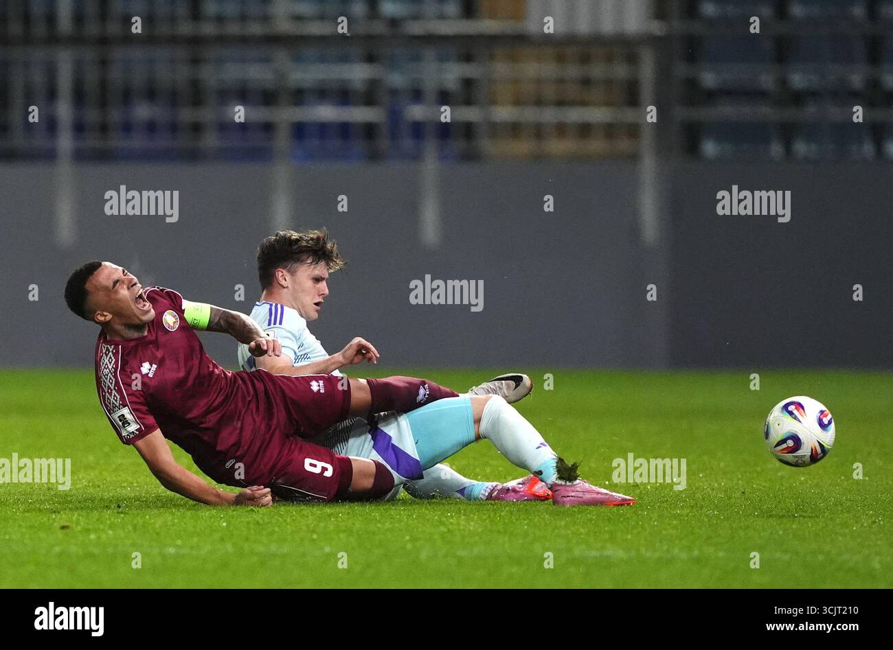 Scotland's Ben Gannon-Doak challenges Belarus' Maks Ebonh during the ...
