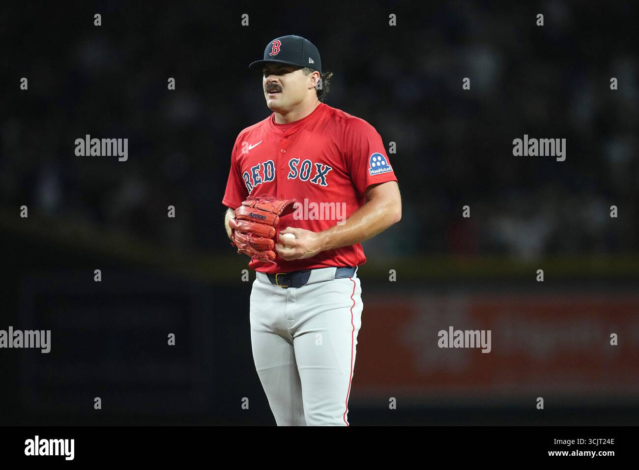 Boston Red Sox starting pitcher Payton Tolle pauses on the pitcher's ...