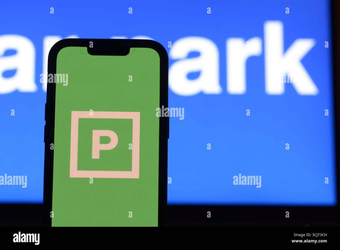 Opening screen of the YourParkingSpace car parking ticket app on a ...