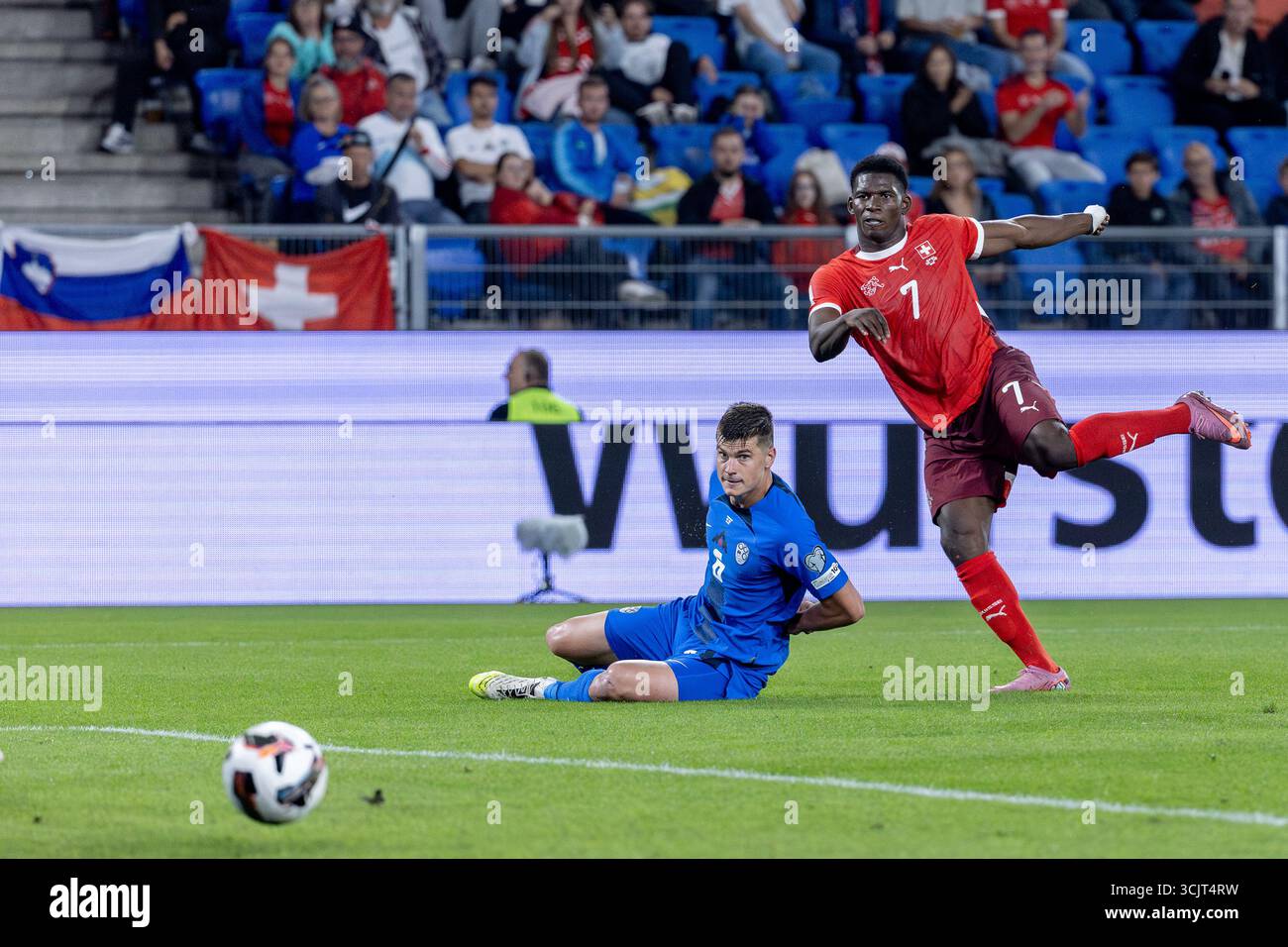 Basel, Switzerland, September 08st 2025: Breel Embolo (7 SUI) shoots ...