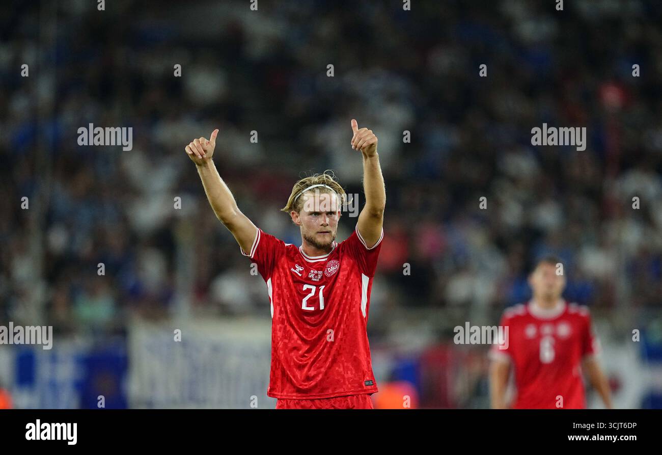 September 08 2025: Morten Hjulmand of Denmark gestures during a World ...