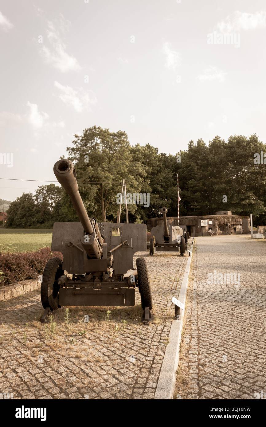 Old Soviet anti-tank divisional gun 85 mm D-44 form World War II in ...