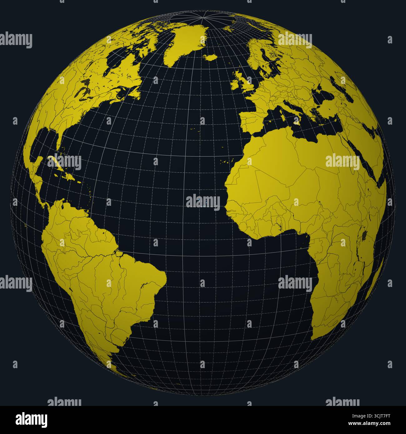 Cabo Verde on Globe. Country view on the world map in Charcoal Bright ...