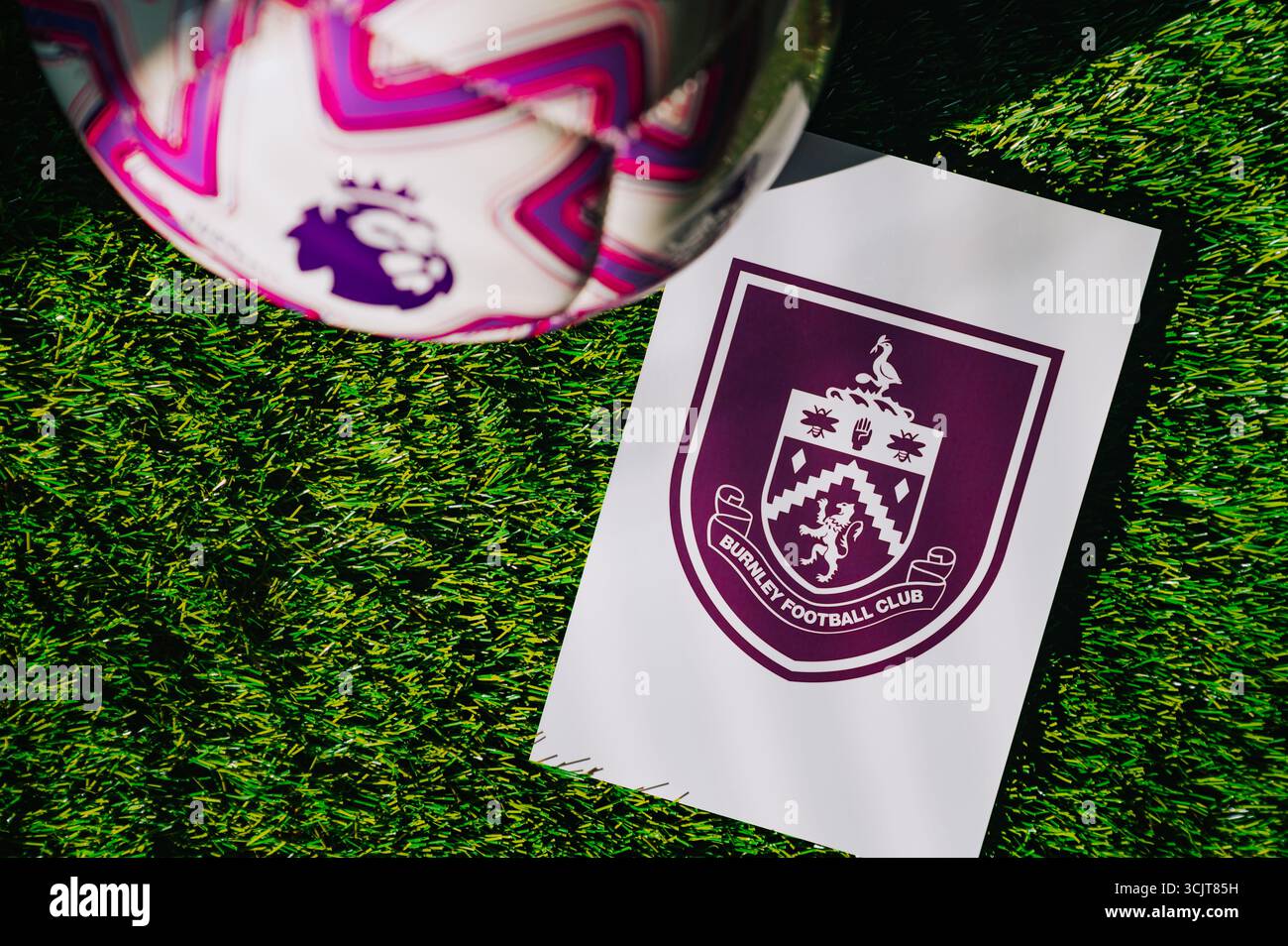 VIENNA, AUSTRIA, MAY 26, 2025: Burnley logo of football club of Premier ...