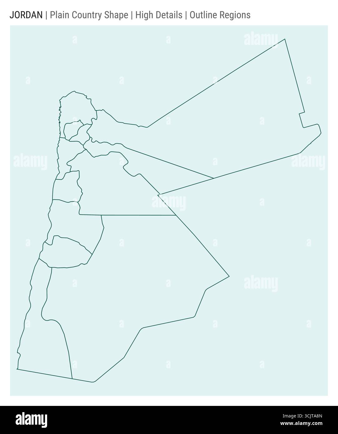 Jordan plain country map. High details. Outline regions style. Shape of Jordan. Vector ...