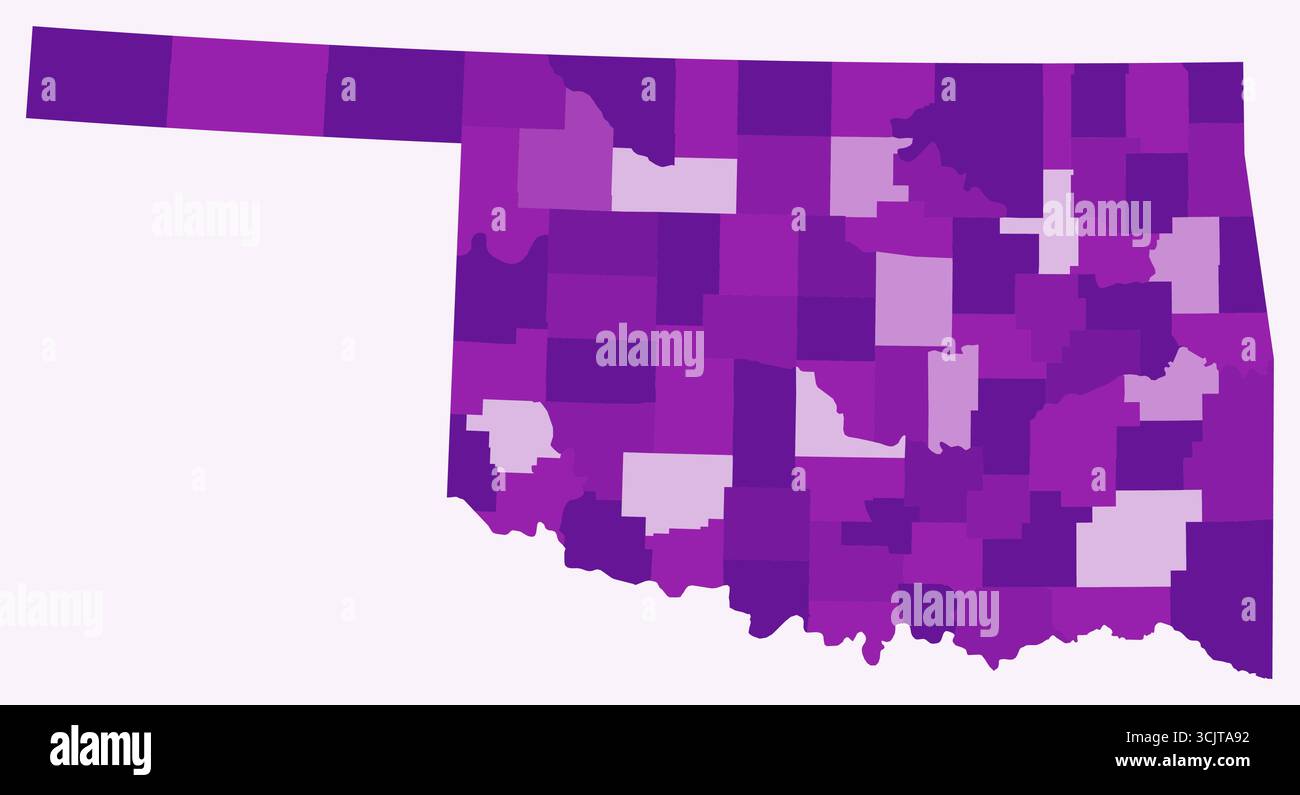 Map of Oklahoma with counties. A simple state border map with county ...