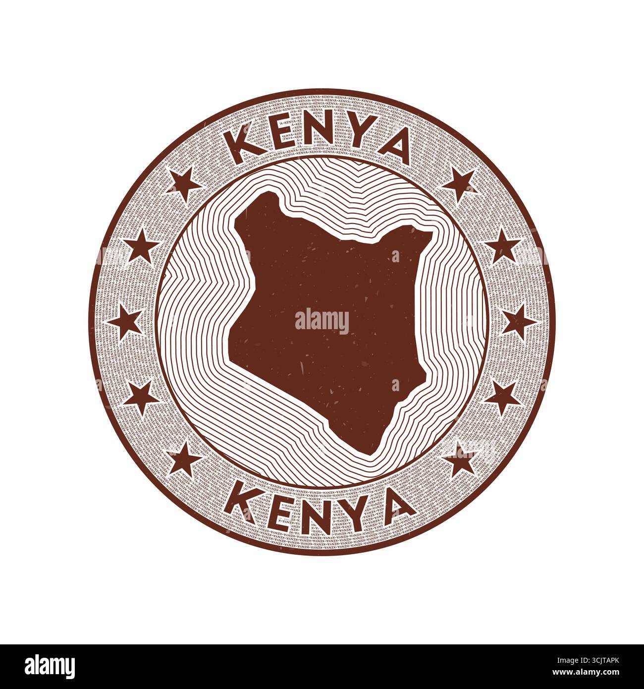 Kenya round badge vector. Country round stamp with shape of Kenya ...