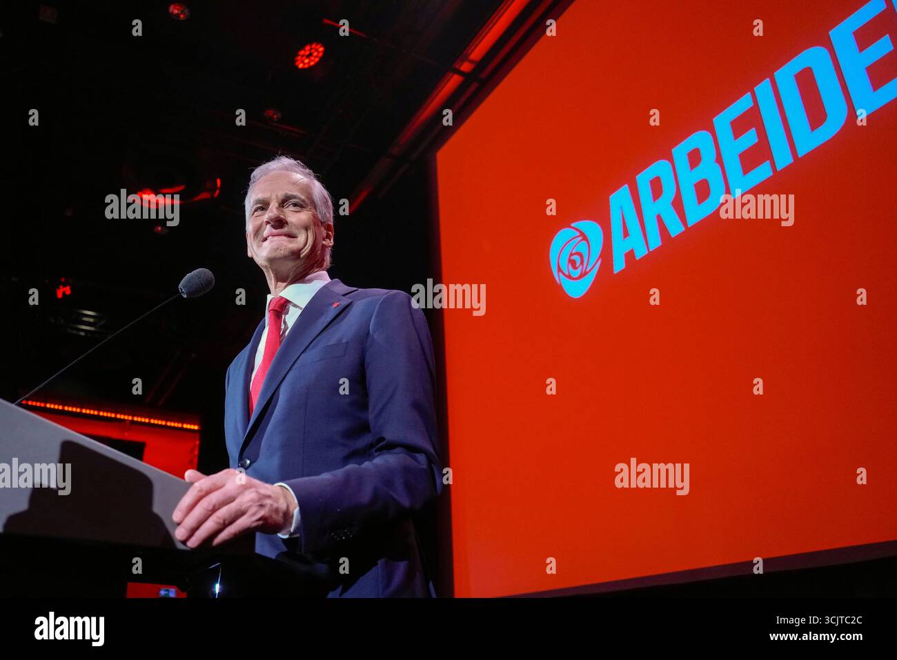Jonas Gahr Støre speaks during the Labor Party's election vigil at the ...