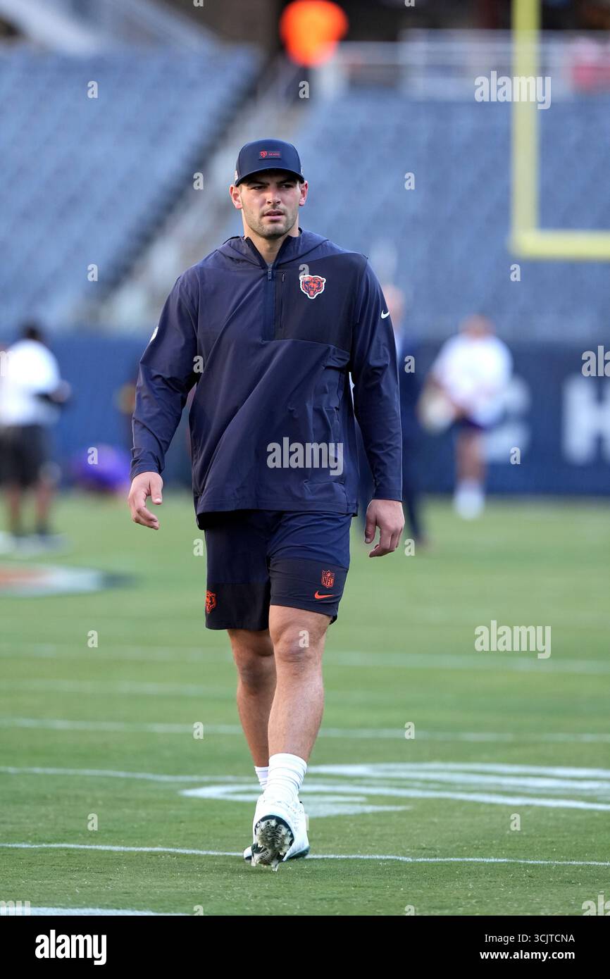 Chicago Bears tight end Cole Kmet is seen before an NFL football game ...