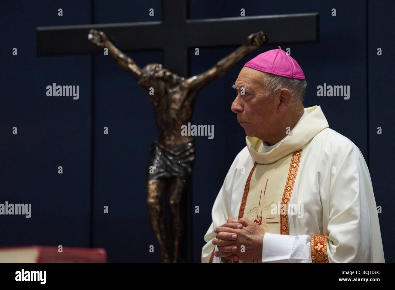 Bishop Julio Cabrera attends the funeral Mass for Jesuit priest and ...