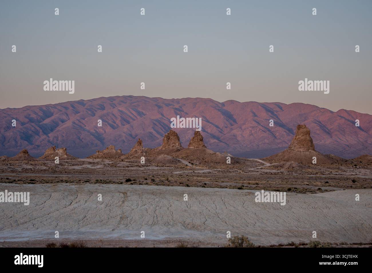 Trona Pinnacles in the mojave desert right after sunset on a clear ...