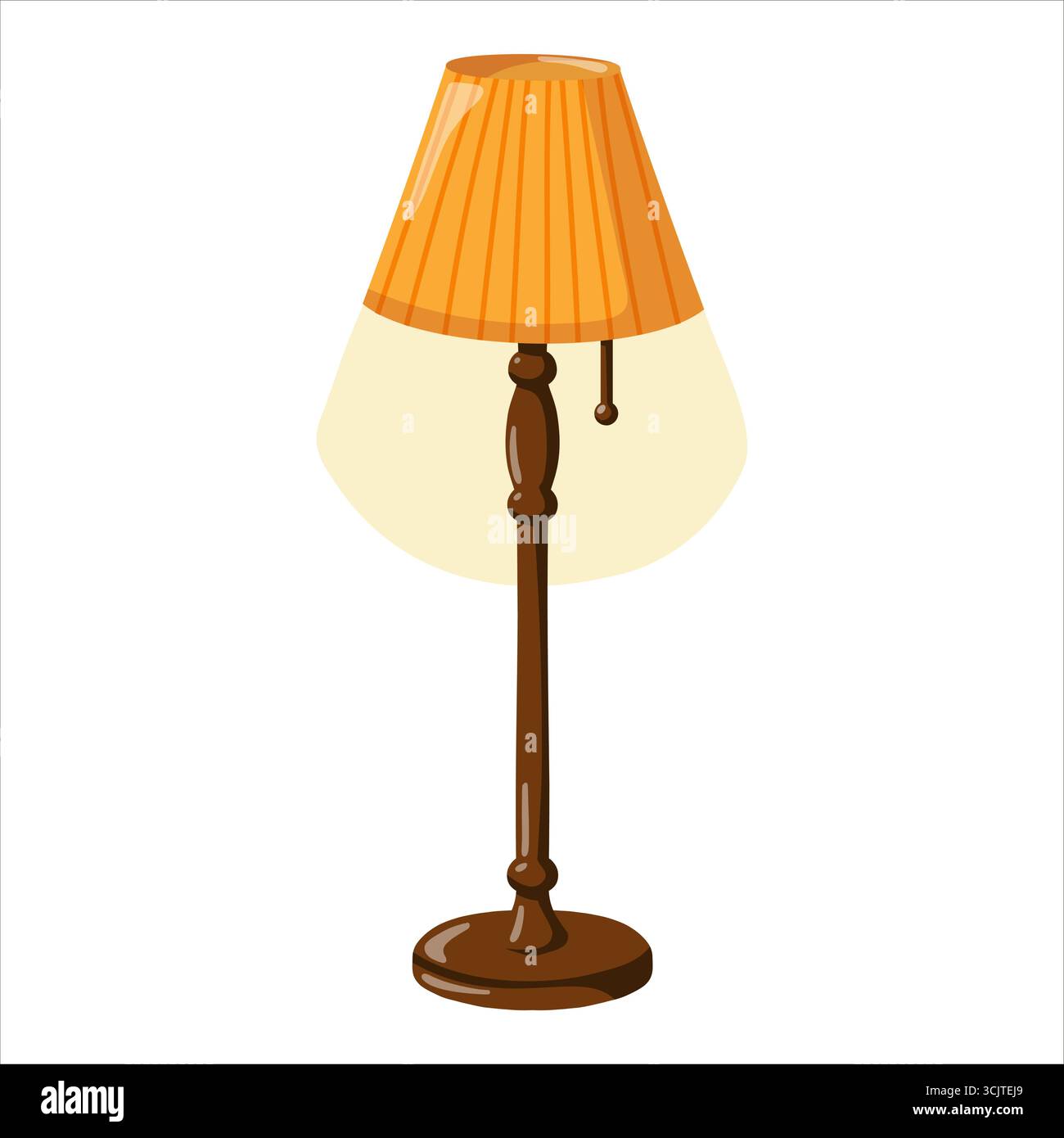 Cartoon floor lamp with yellow lampshade. Vector isolated illustration ...