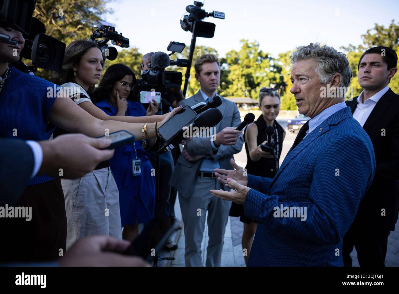 Sen. Rand Paul (R-Ky.) speaks with reporters outside the U.S. Capitol ...