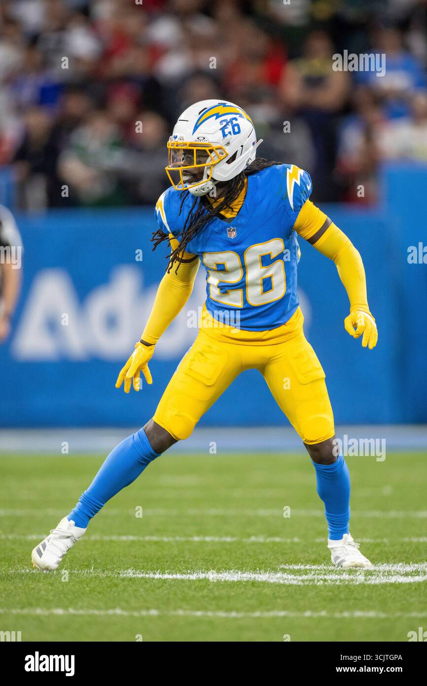 Los Angeles Chargers cornerback Donte Jackson (26) against the Kansas City Chiefs in an NFL ...