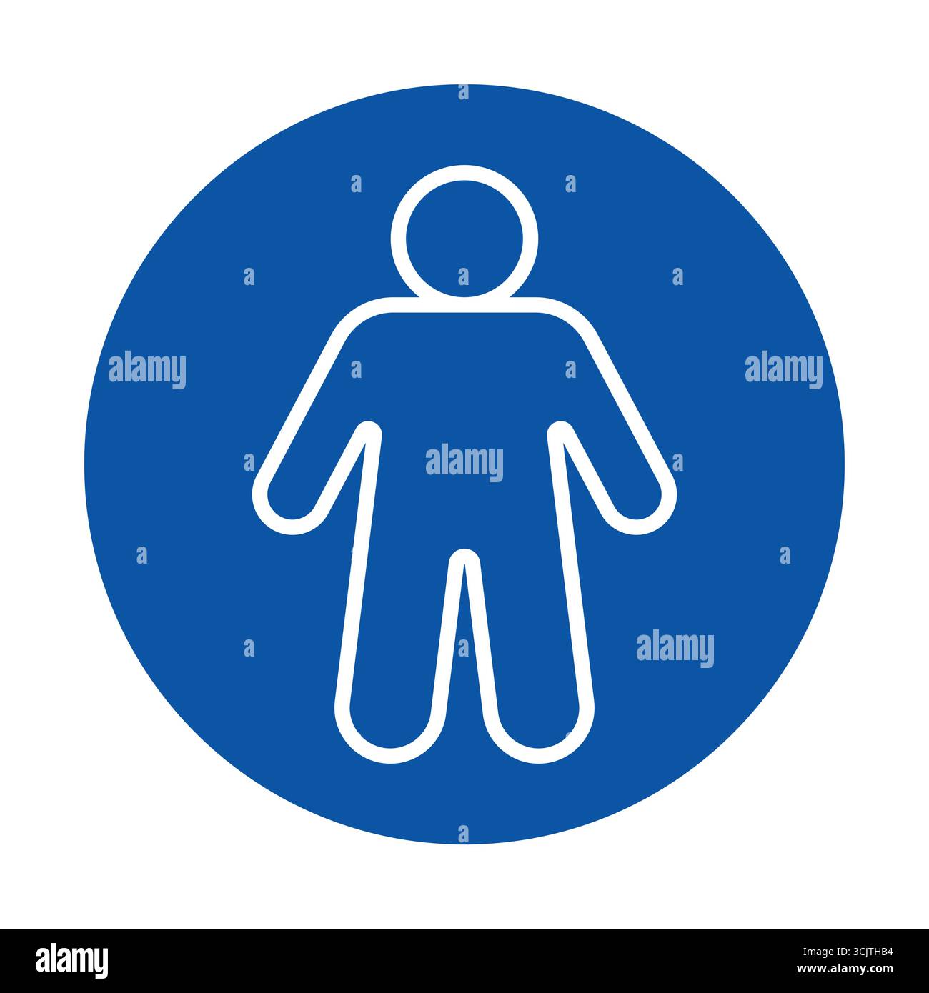 This graphic features a blue circle highlighting a simple white person ...