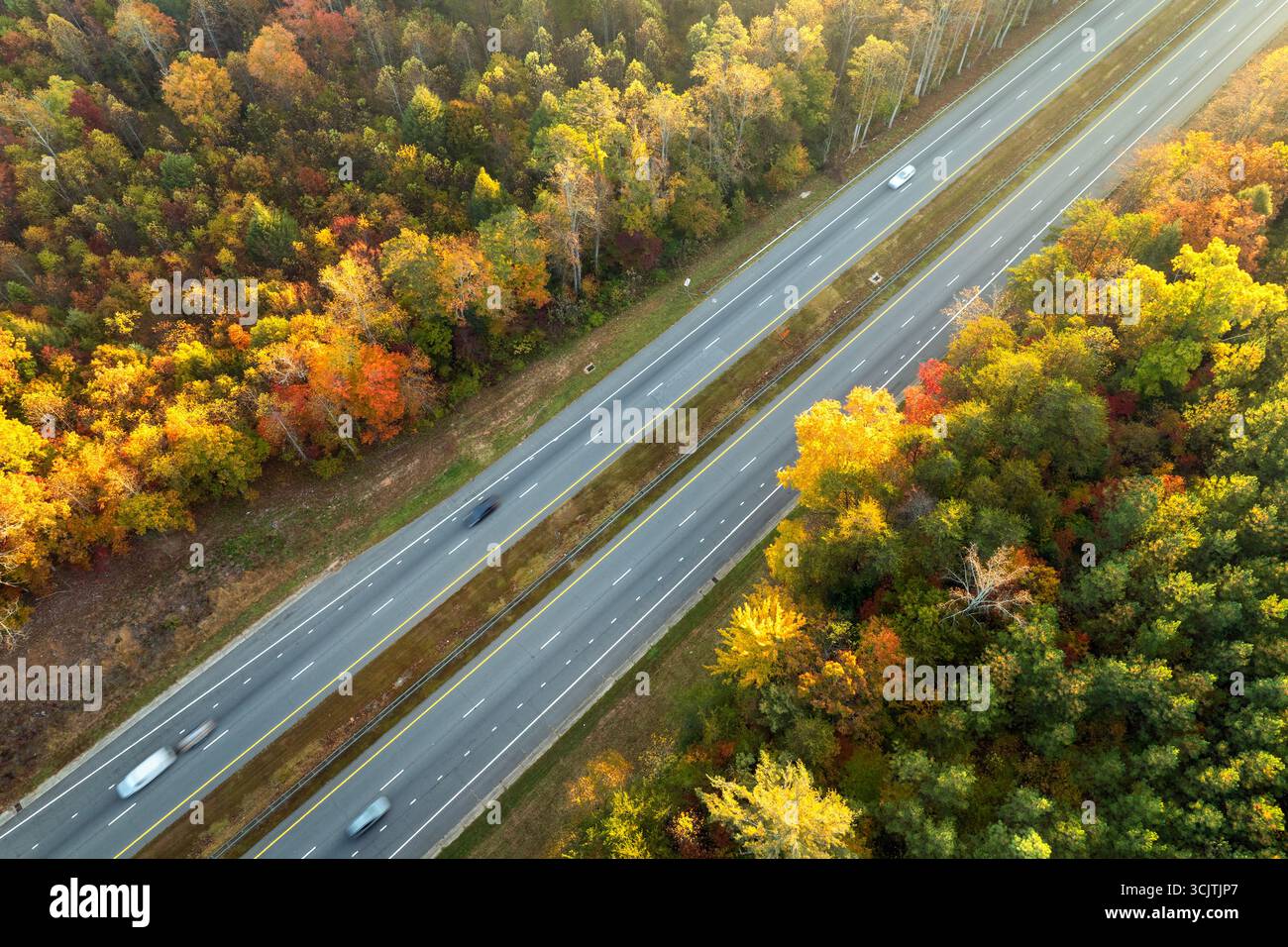 American highway in North Carolina Appalachian mountains in fall season ...