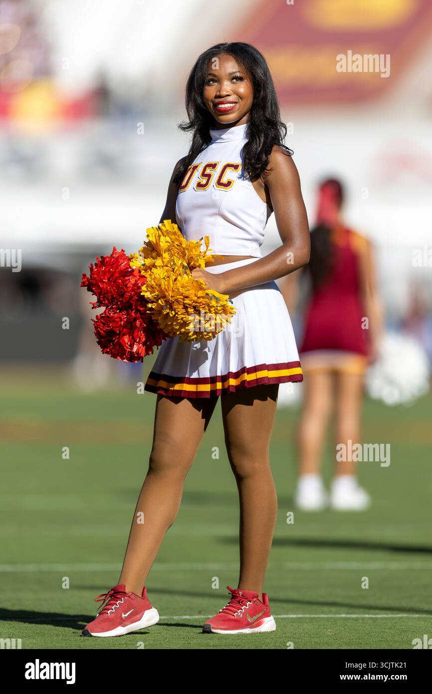 LOS ANGELES, CA - SEPTEMBER 06: A USC Trojan Song Girl performs prior ...