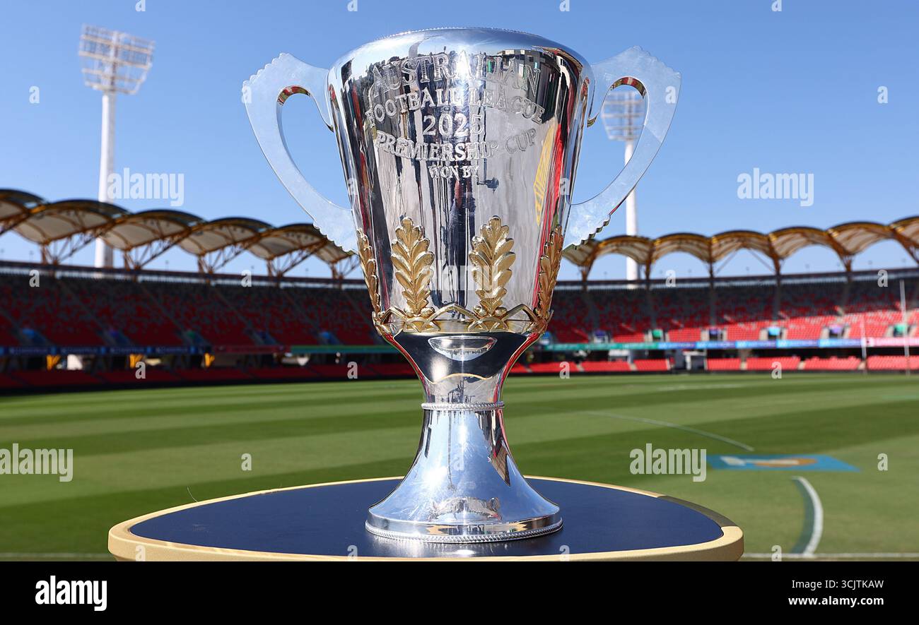 General view of the trophy during the 2025 AFL Premiership Cup Tour at ...