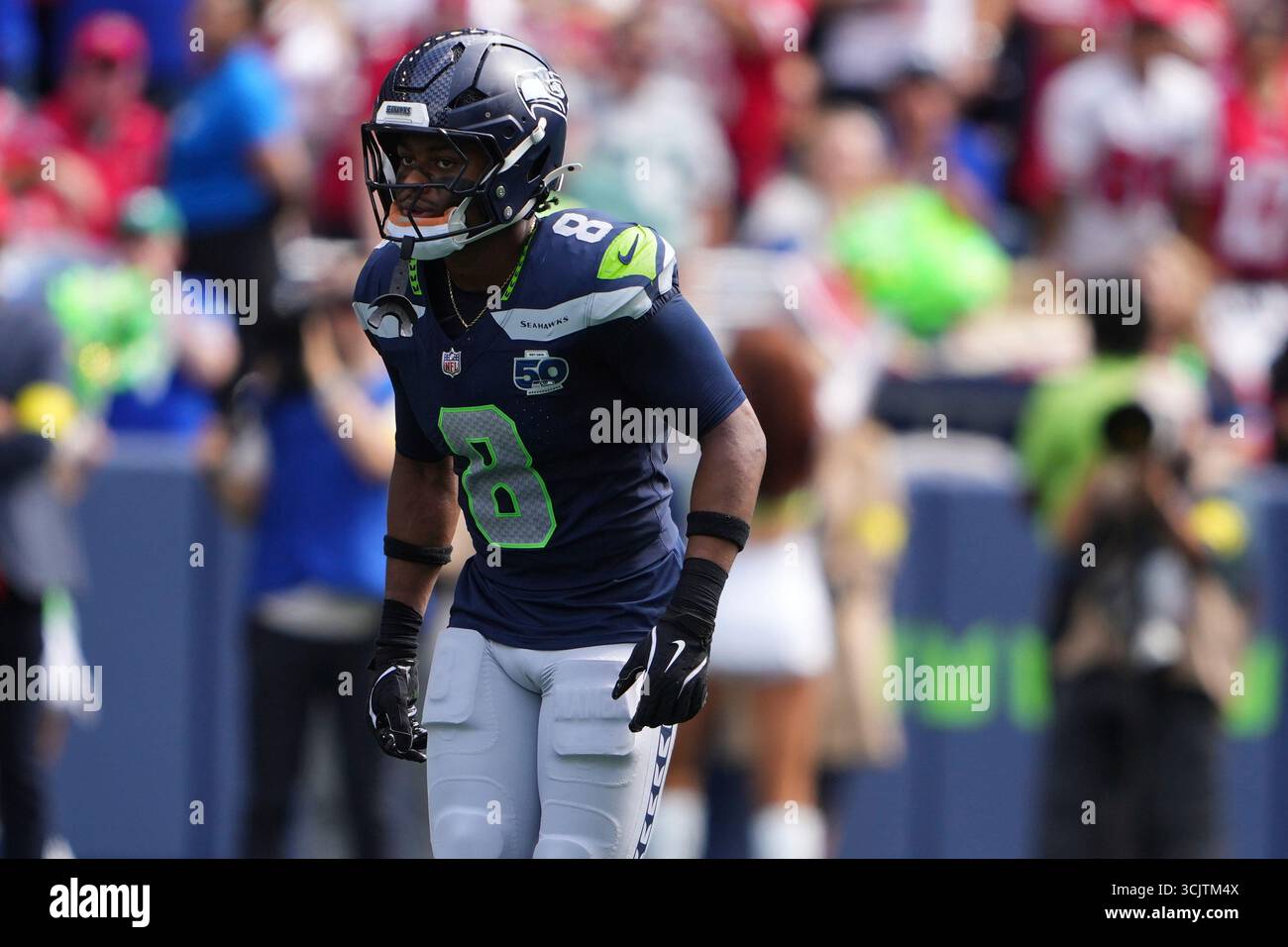 Seattle Seahawks safety Coby Bryant looks on against the San Francisco ...