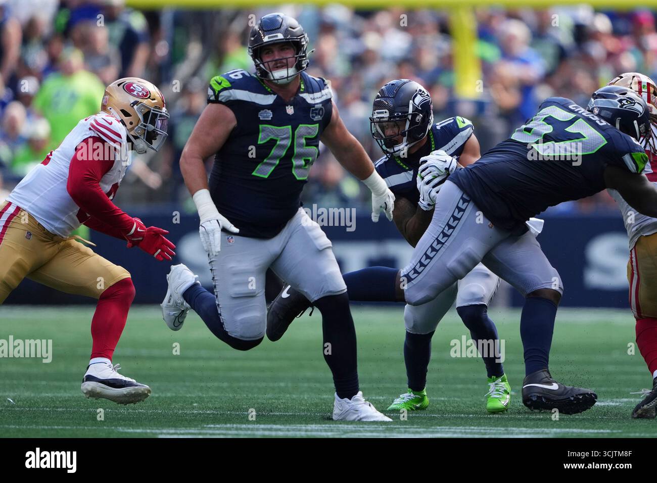 Seattle Seahawks wide receiver Jaxon Smith-Njigba (11) in action against the San Francisco 49ers ...