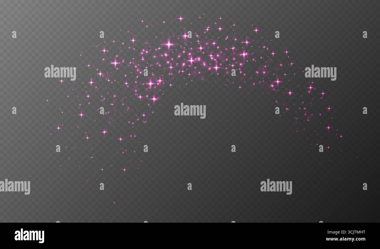Pink sparkling stars, shiny particles light effect, transparent flying ...