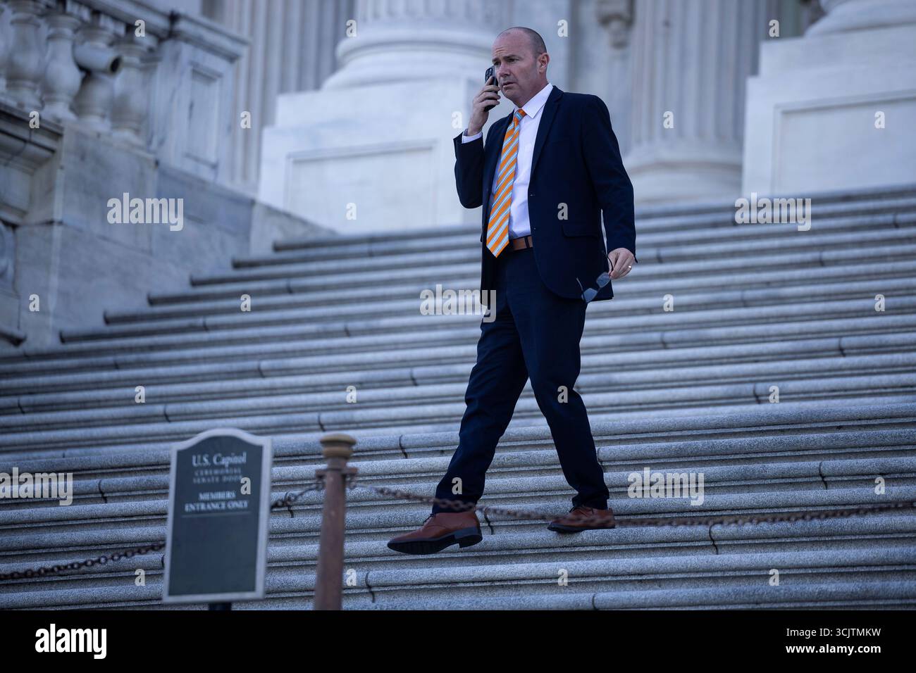 Sen. Mike Lee (R-Utah) departs a vote at the U.S. Capitol Sept. 8, 2025 ...
