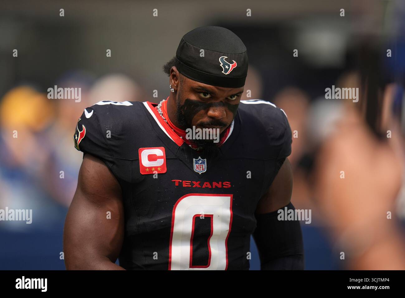 Houston Texans linebacker Azeez Al-Shaair (0) looks on from the ...
