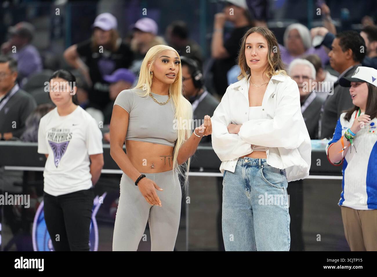 Minnesota Lynx forward Alanna Smith (8) (right) talking with guard ...
