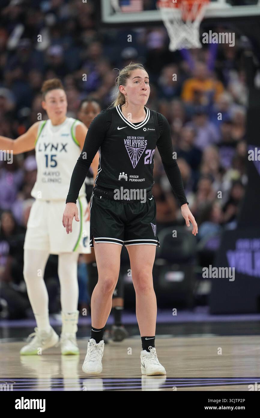 Golden State Valkyries guard Kate Martin (20) stands on the court ...