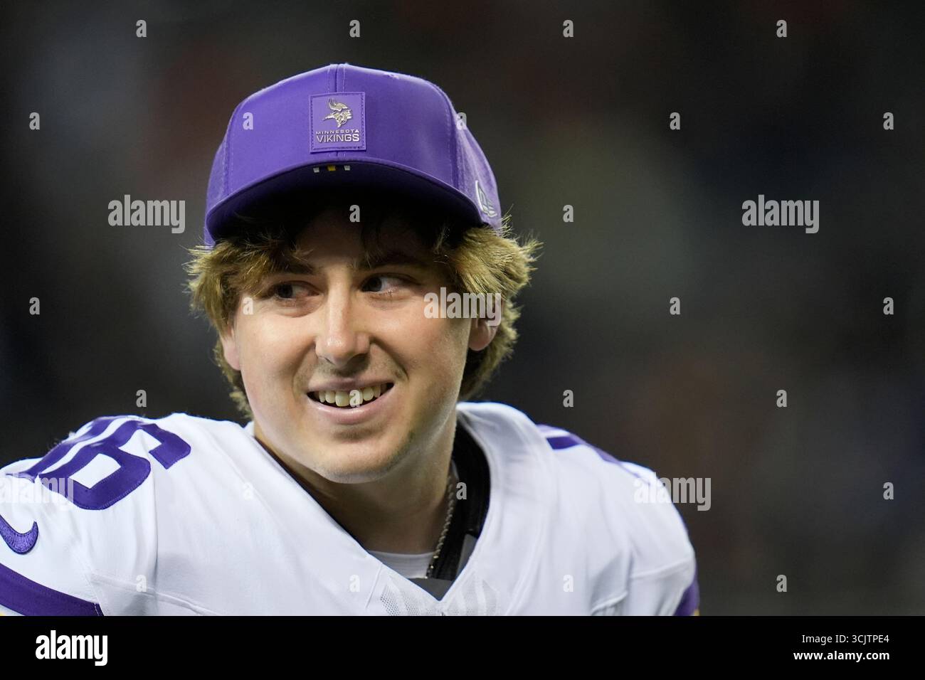 Minnesota Vikings kicker Will Reichard smiles on the sidelines after ...