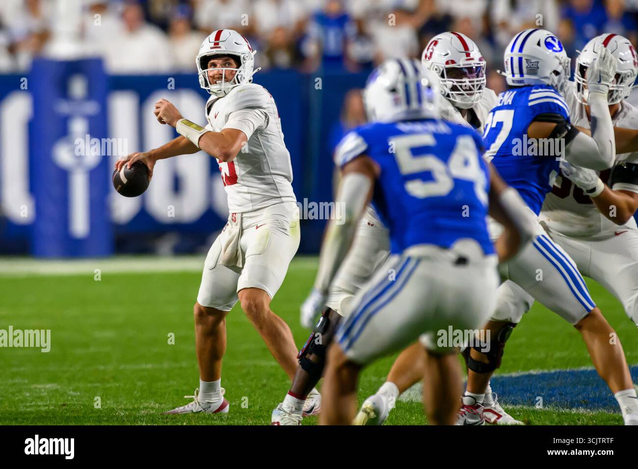 Stanford quarterback Ben Gulbranson (15) looks to pass the football ...