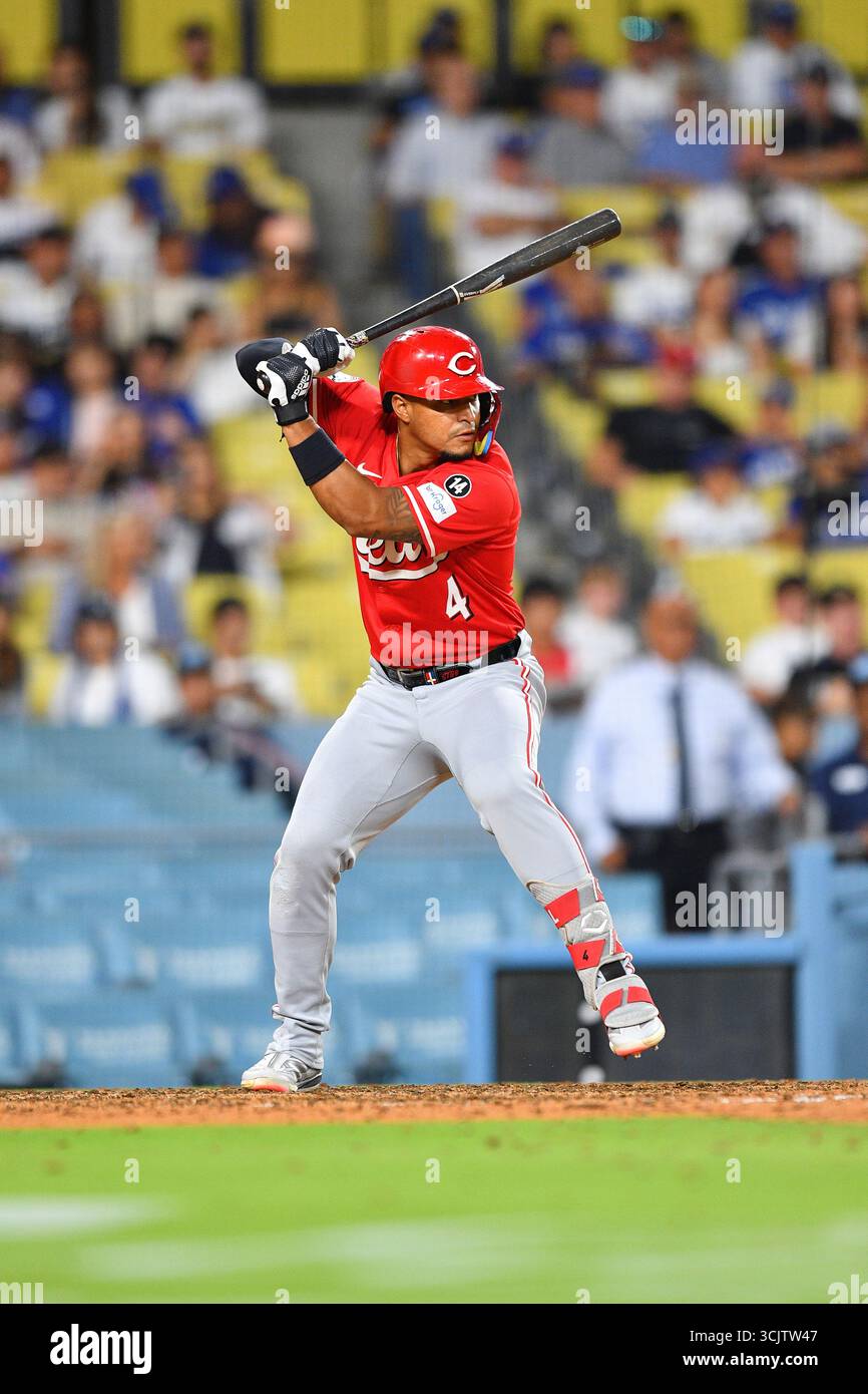 LOS ANGELES, CA - AUGUST 25: Cincinnati Reds infielder Santiago Espinal ...