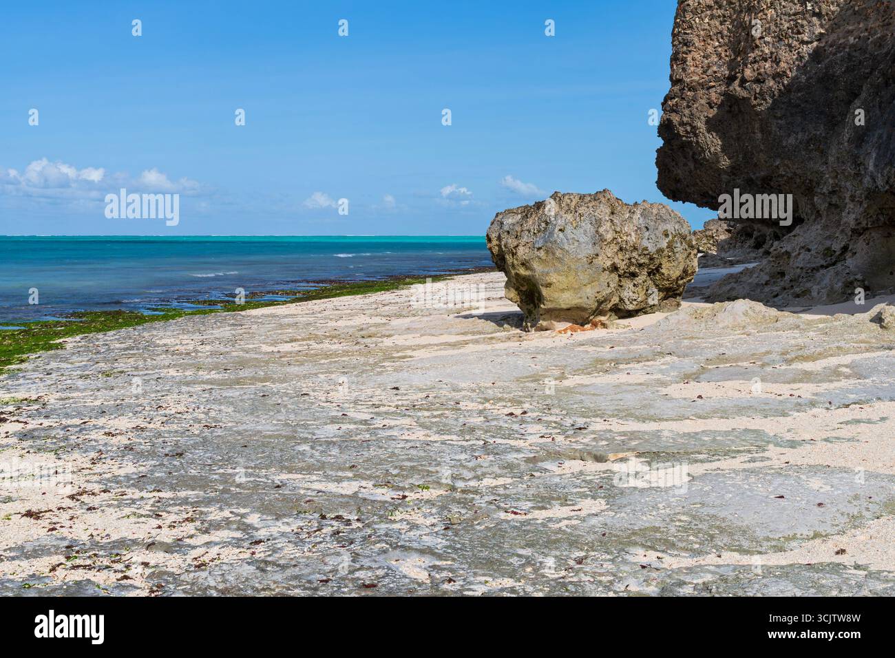 rocky shore outcrop along indian ocean coast in northern zanzibar ...