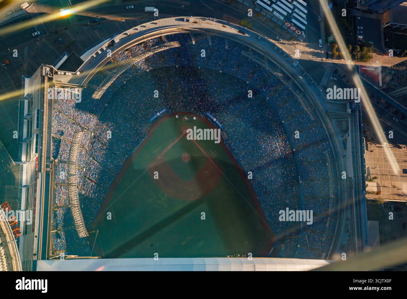 The Rogers Centre Baseball stadium view from above inside the CN tower ...