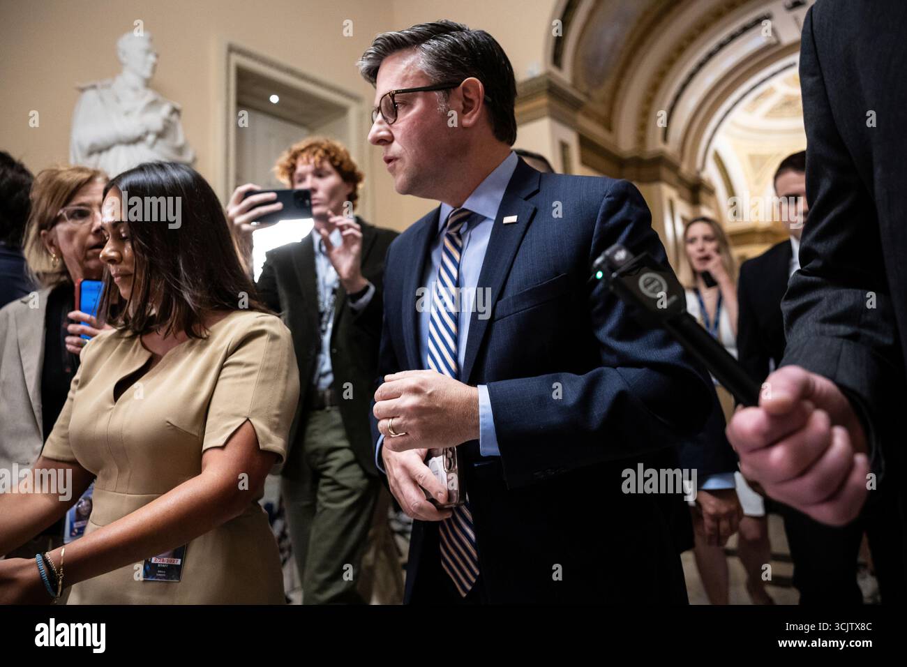 House Speaker Mike Johnson (R-La.) speaks with reporters at the U.S ...