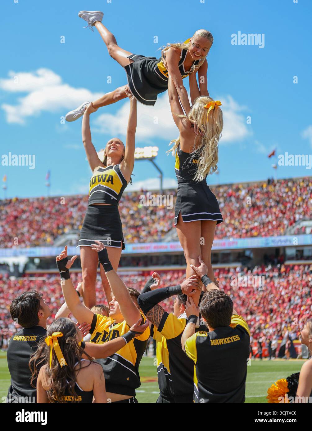 September 6, 2025: The Iowa cheerleaders build a pyramid on the ...