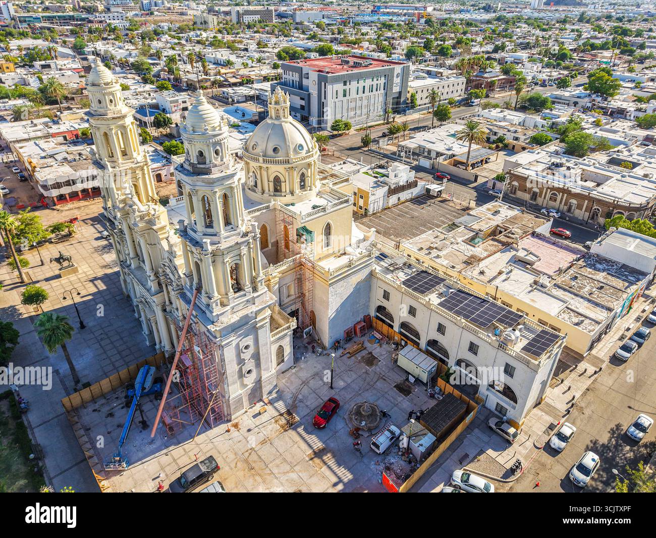 Aerial view of the restoration or remodeling of the Metropolitan ...