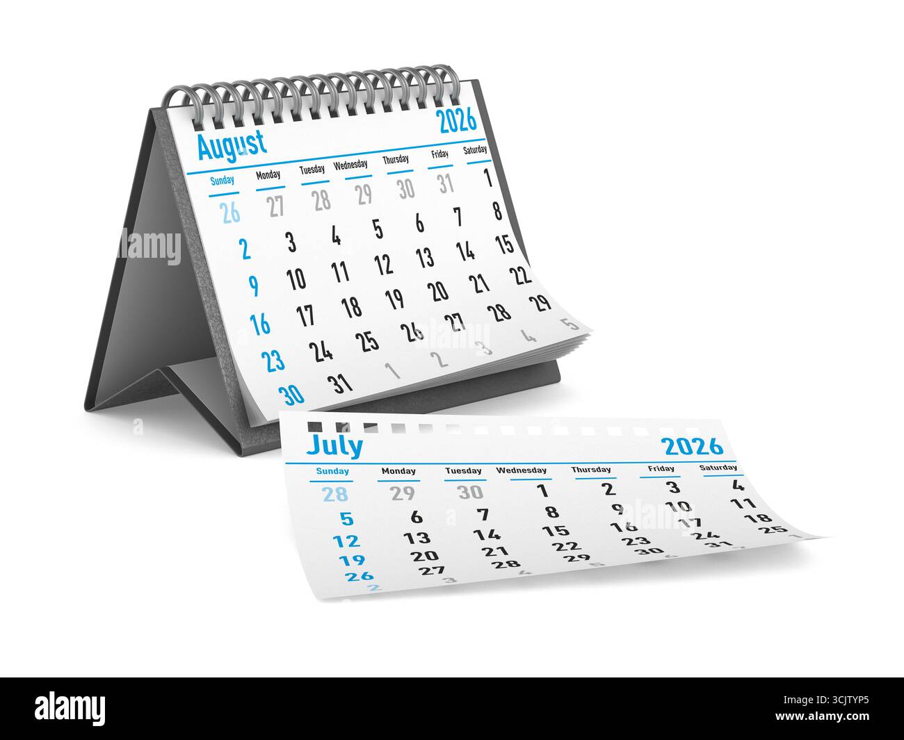 Calendar july 2026 white Cut Out Stock Images & Pictures - Alamy