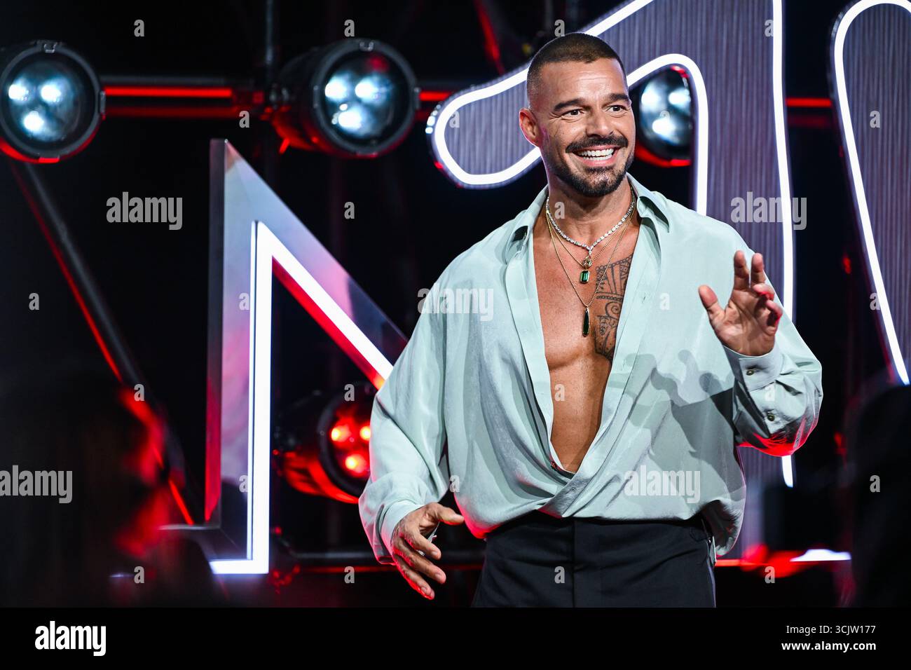 Ricky Martin walking on the red carpet at the 2025 MTV Video Music ...